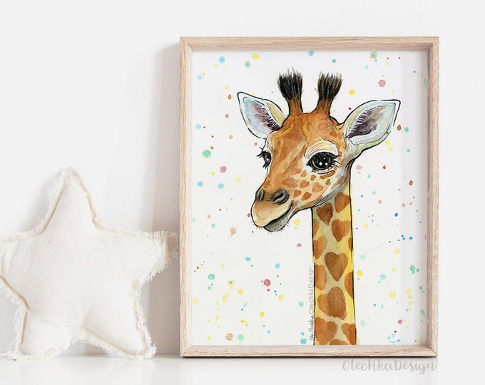 Watercolor Giraffe Print | "joshua the Giraffe" by Jess Buhman ...