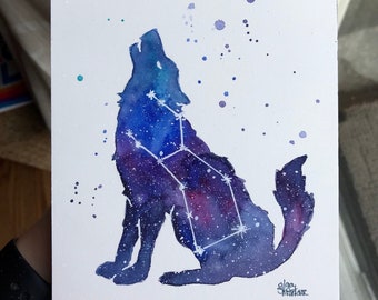 Wolf Watercolor Rainbow Animal Howling Wolf Art Print Wolf | Etsy