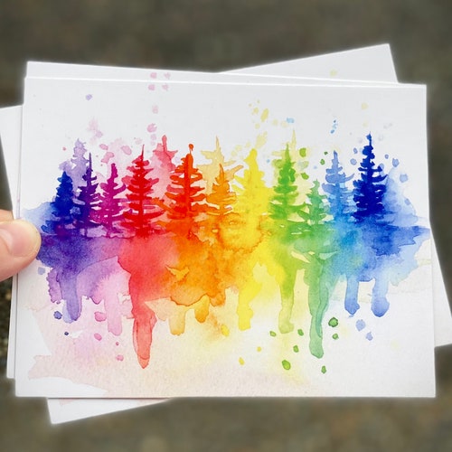 Rainbow Forest Postcards Colorful Postcards Rainbow Trees - Etsy