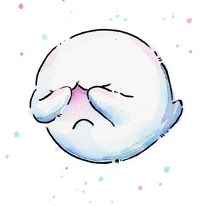 Mario Boo Ghost Watercolor Eyes Closed Mario Wall Art Boo Print Fan Art ...