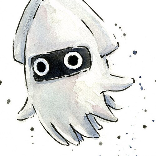 Blooper Squid Watercolor Art Print Mario Blooper Nintendo - Etsy