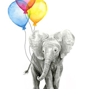 Baby Nursery Art Print, Elephant Print, Elephant Print, Baby Elephant ...