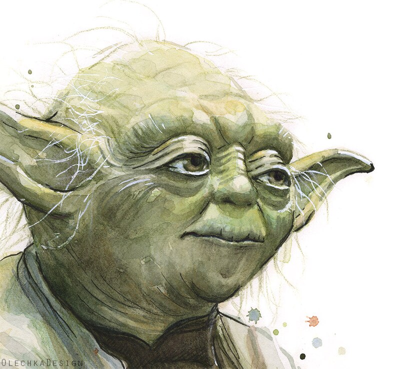 Yoda Watercolor Portrait Art Print Giclee Yoda Art Yoda - Etsy