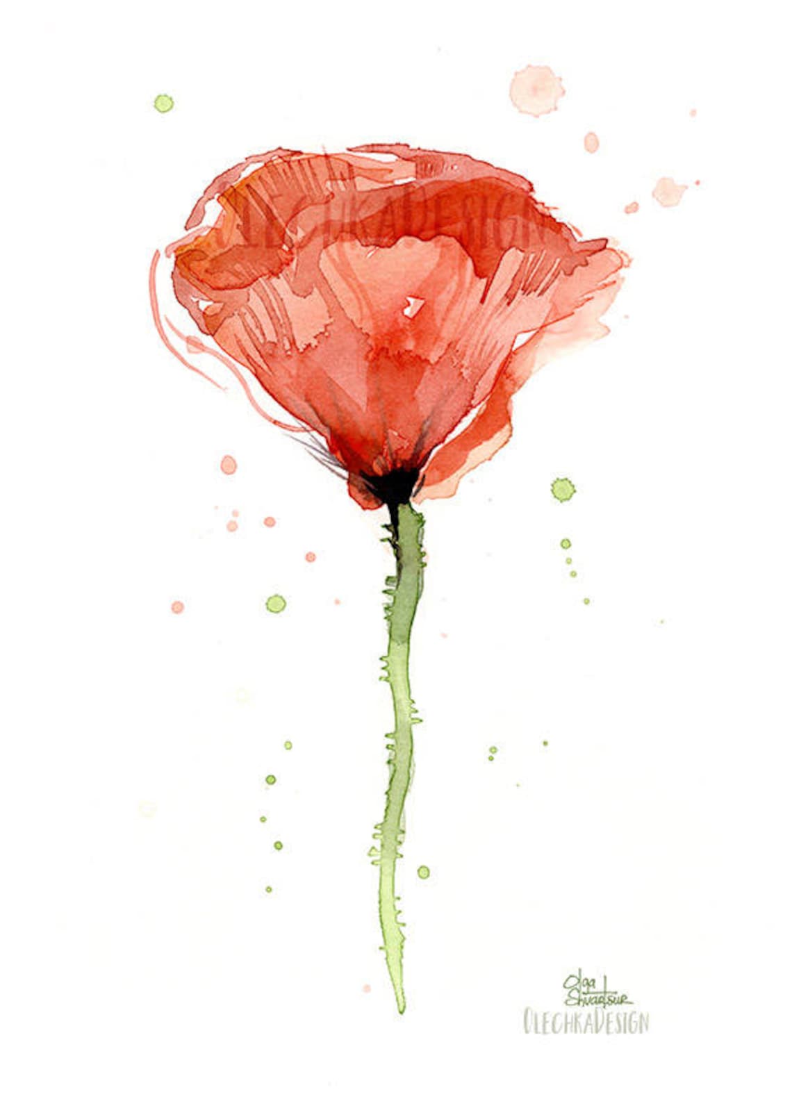 Poppy Art Print of Watercolor Painting Abstract Poppy | Etsy