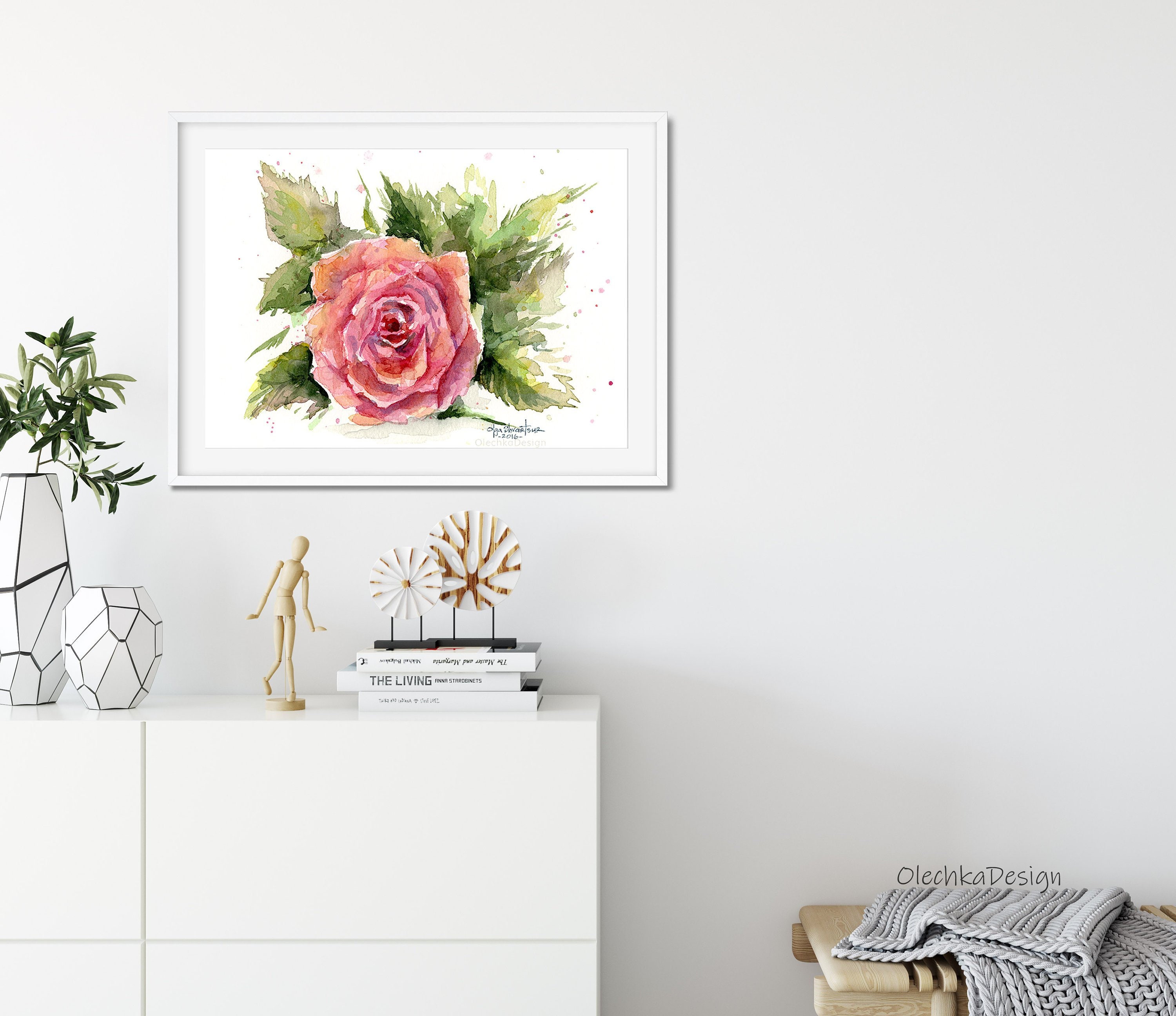 Rose Art Rose Print Rose Watercolor Floral Art Print Rose | Etsy