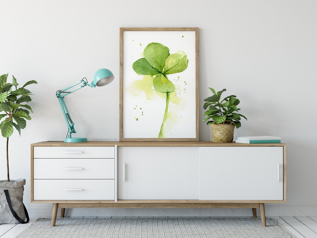 Clover Wall Art, Clover Art, Clover Print, Four Leaf Clover, Lucky ...