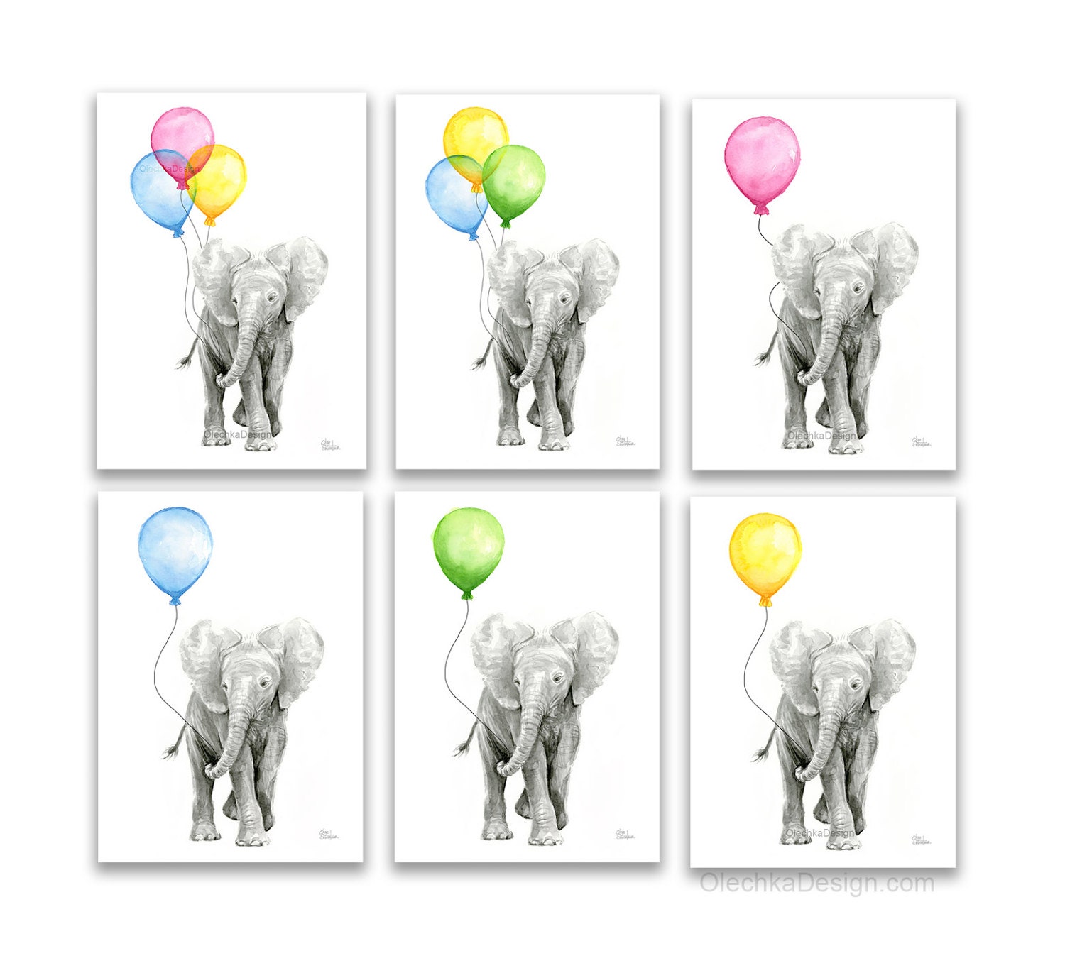 Elephant Nursery, Elephant Art, Baby Elephant Spraying Rainbow ...