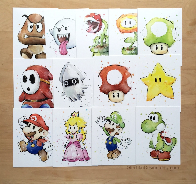 Postcards, Mario Cards, Game Art, Postcard Set, Video Game Art, Geek ...