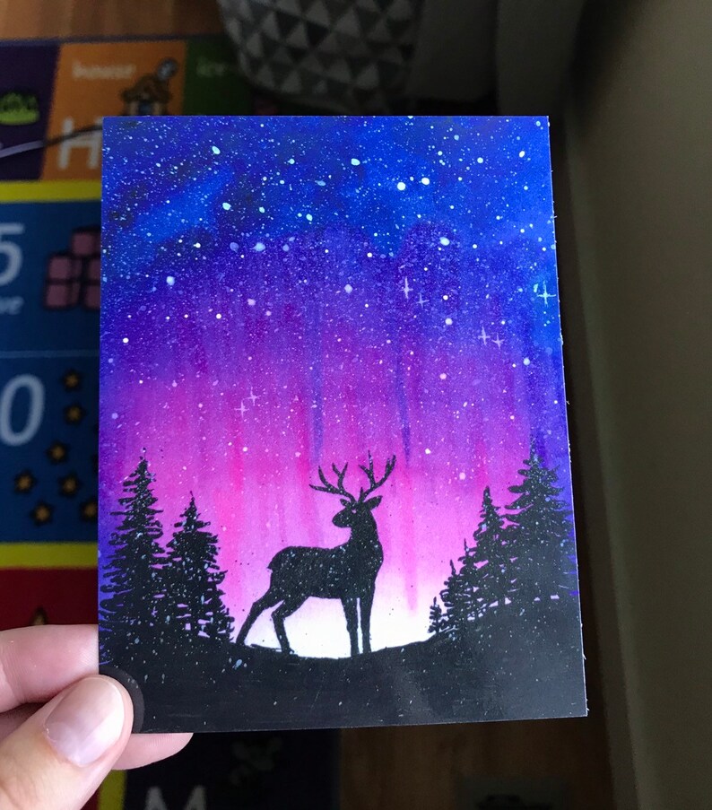 Postcards, Galaxy Cards, Galaxy Gift, Christmas Postcards, Watercolor ...
