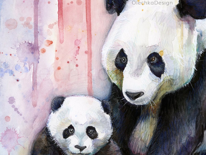 Pandas Watercolor Rainbow Panda Art Art Print Whimsical - Etsy