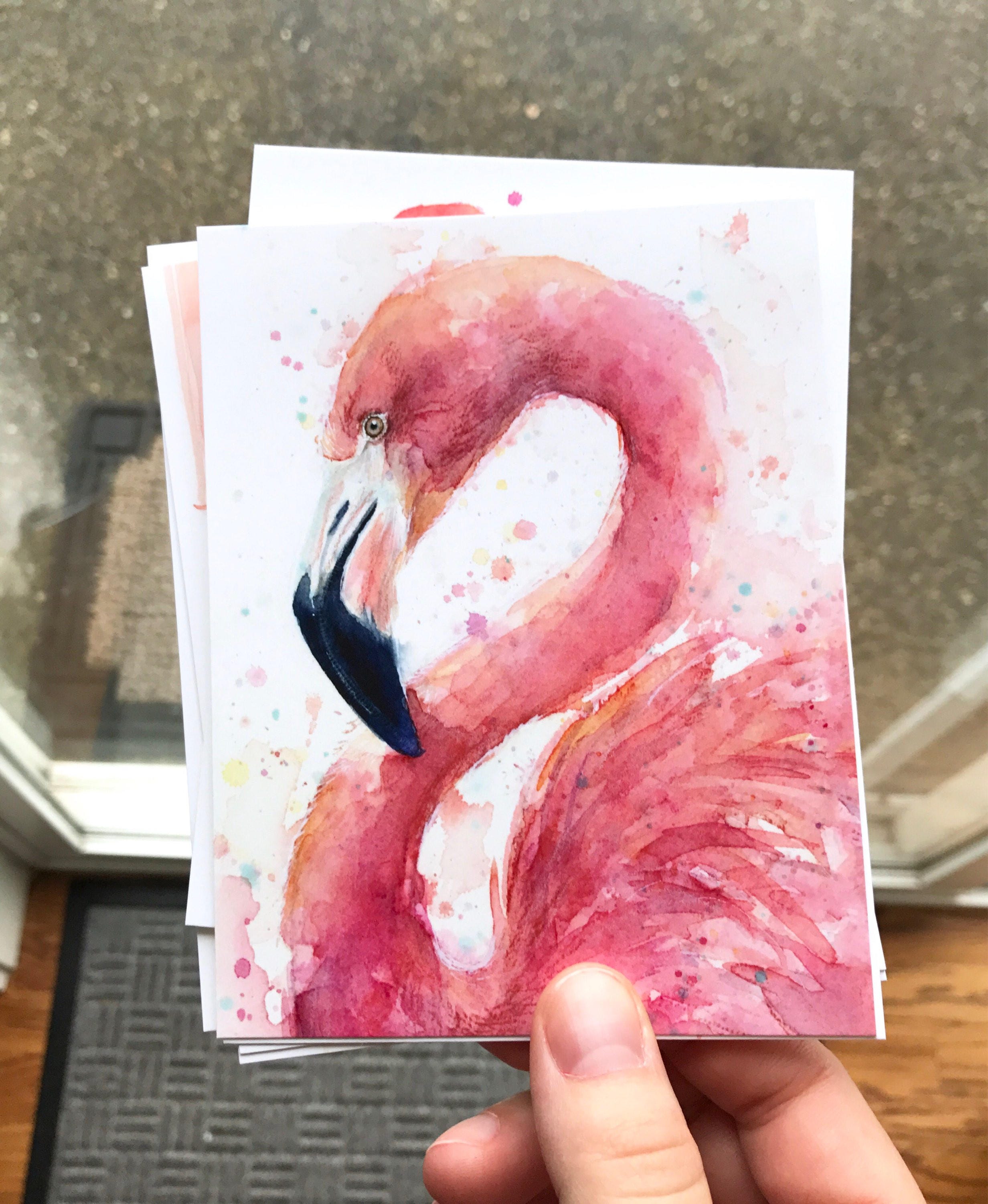 Flamingo Postcards, Watercolor Postcards, Postcard Set, Flamingo Gifts ...