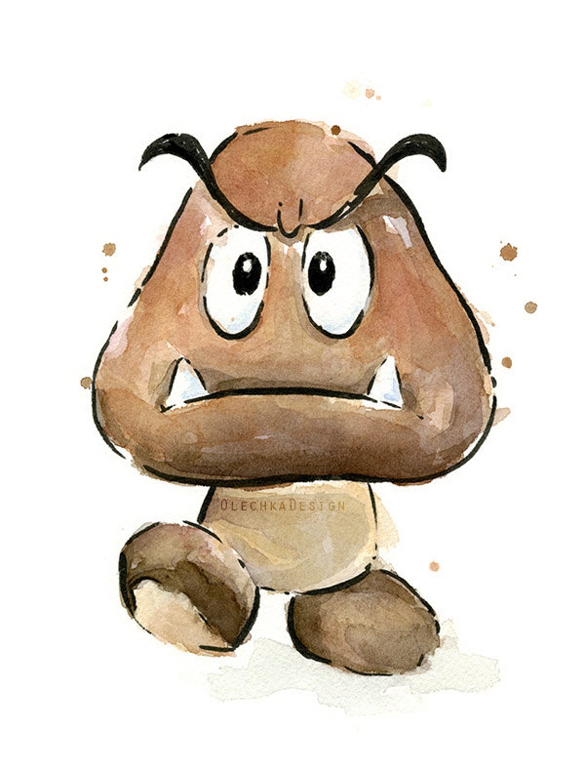 Goomba Art Goomba Watercolor Art Print Mario Wall Art Mario - Etsy