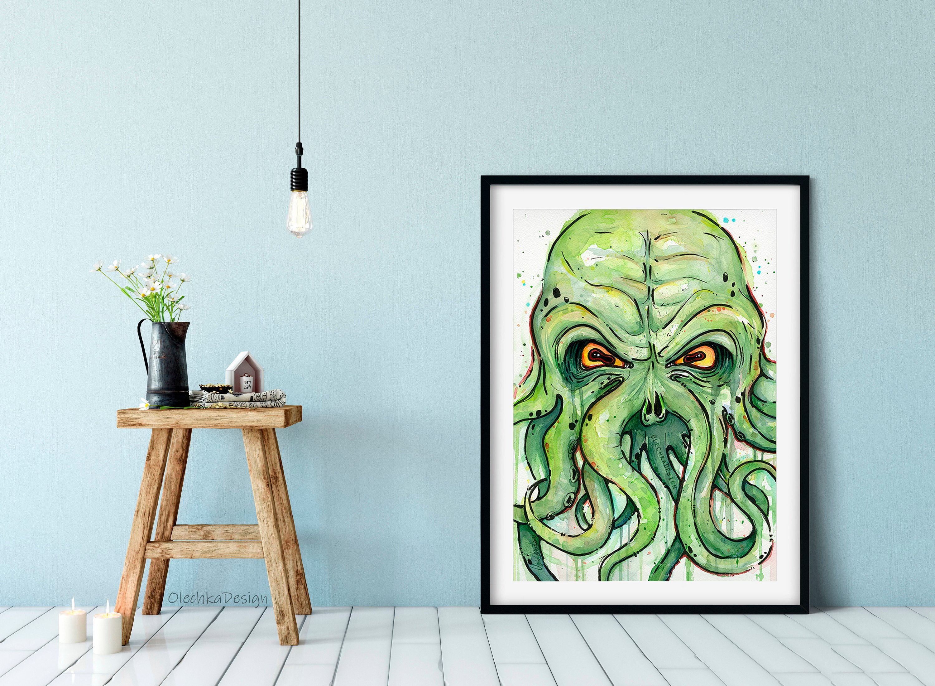Cthulhu Art Cthulhu Print Cthulhu Painting Cthulhu Wall | Etsy