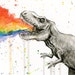 T-rex Dinosaur Rainbow Puke Art Print, T-rex Vomit, Funny Colorful ...