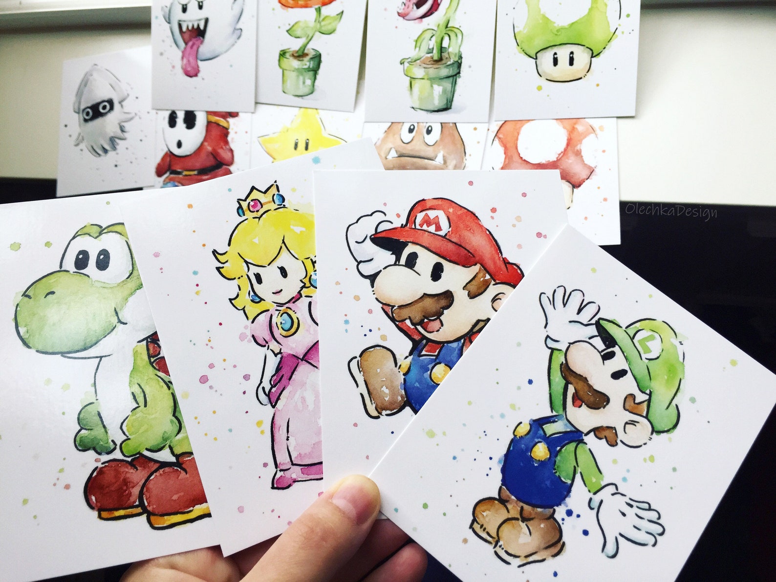 Mario Art Prints Video Game Art Mario Painting Watercolor | Etsy