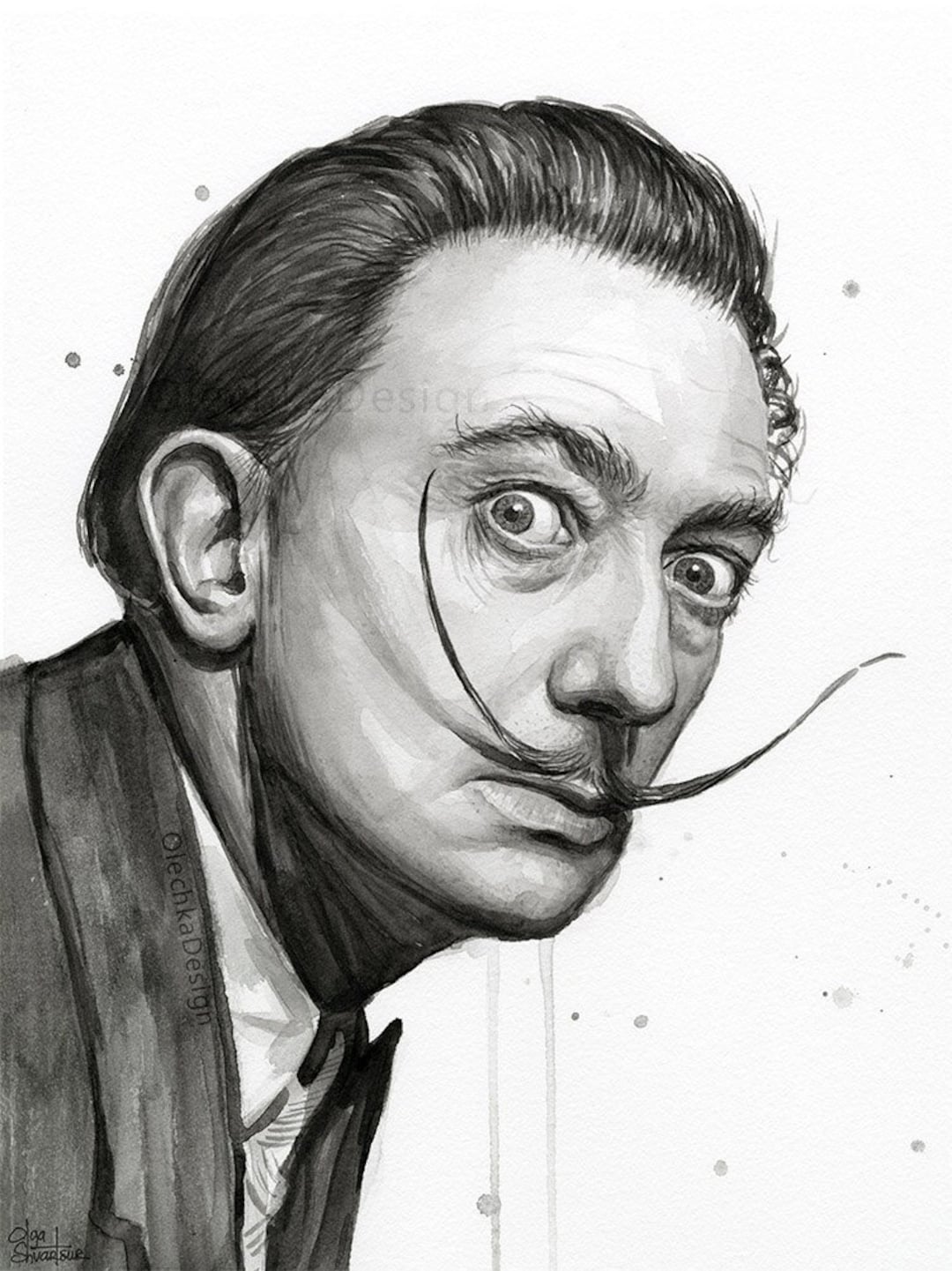 Salvador Dali Portrait, Salvador Dali Print, Watercolor Art Print ...