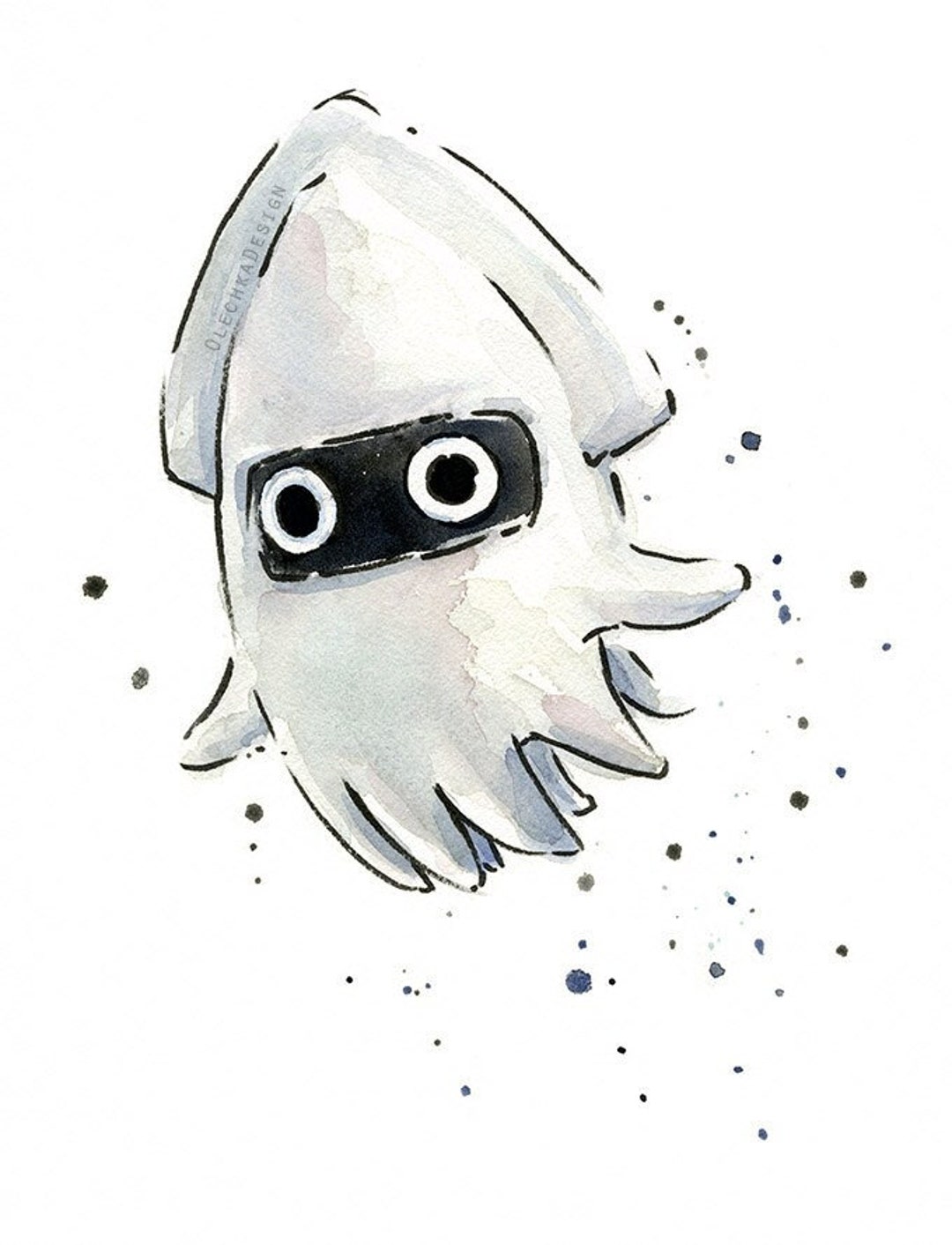 Blooper Squid, Watercolor Art Print, Mario Fan Art, Blooper Print, Geek ...