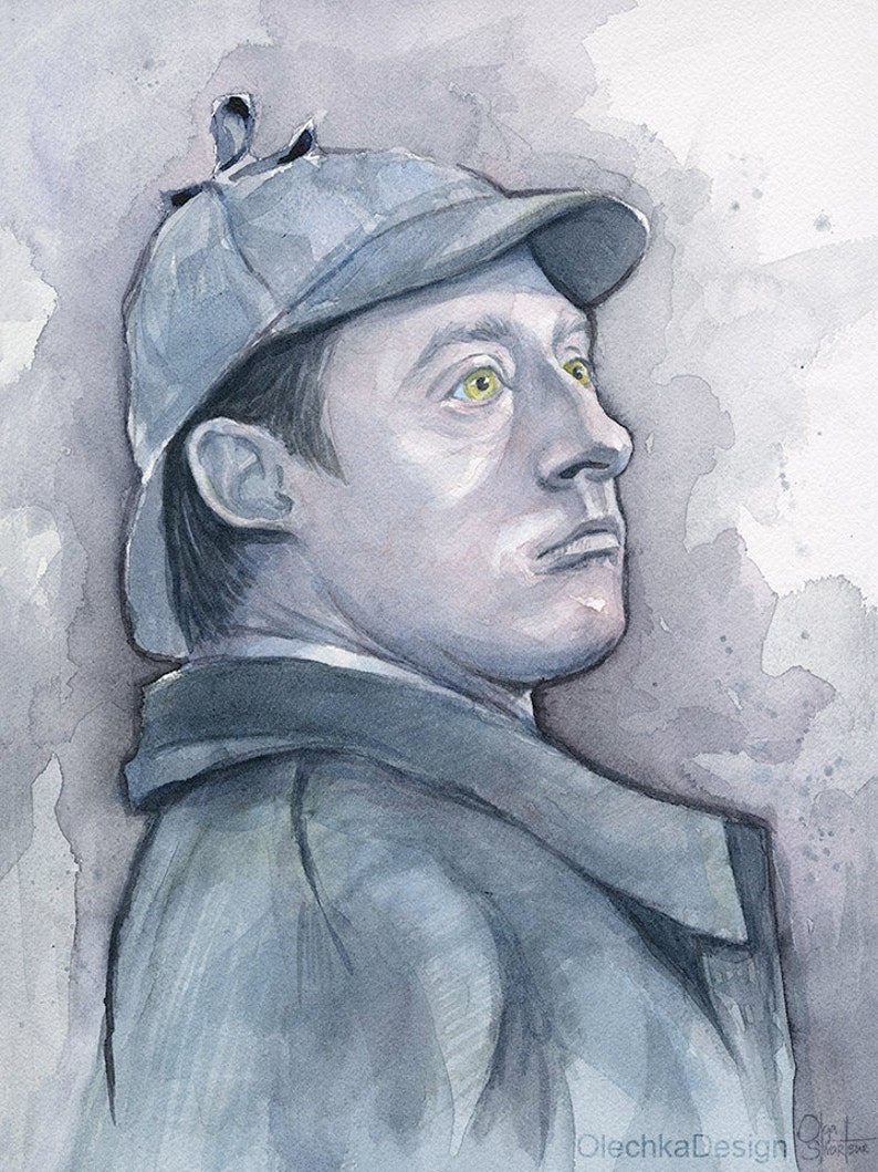 Data as Sherlock Holmes Portrait Watercolor Art Gift Data - Etsy