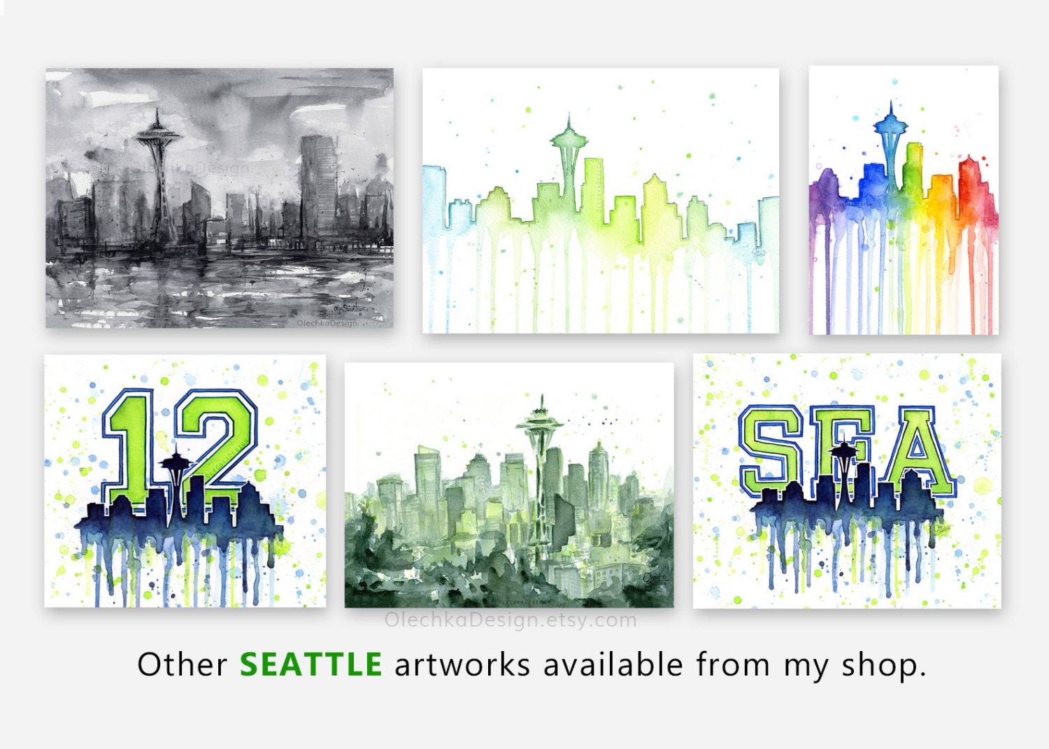 Seattle Art Seattle Watercolor Painting Seattle Art Print | Etsy