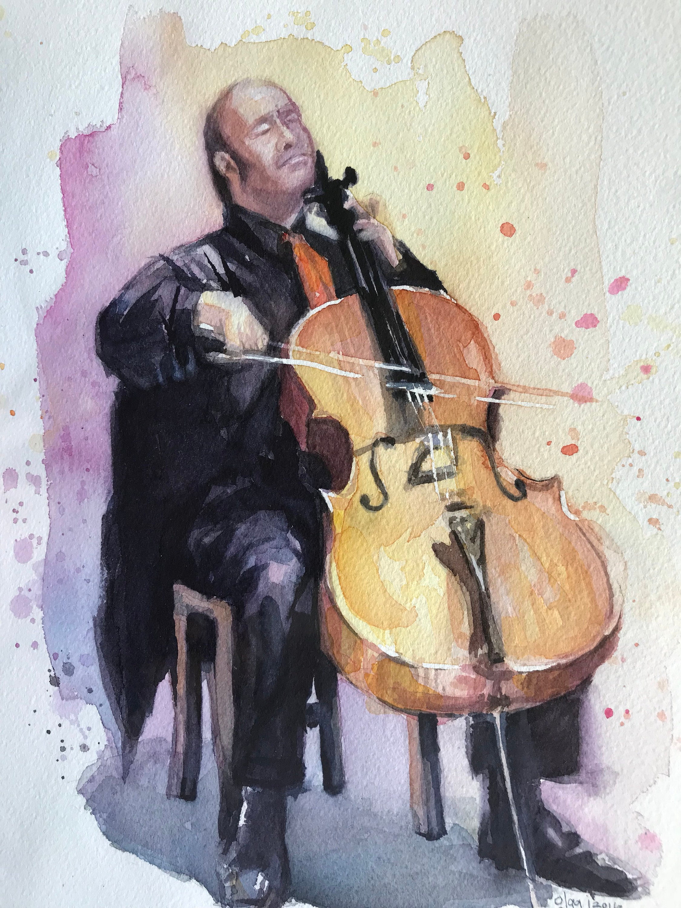 Cello Painting Cellist Watercolor Painting Musician - Etsy