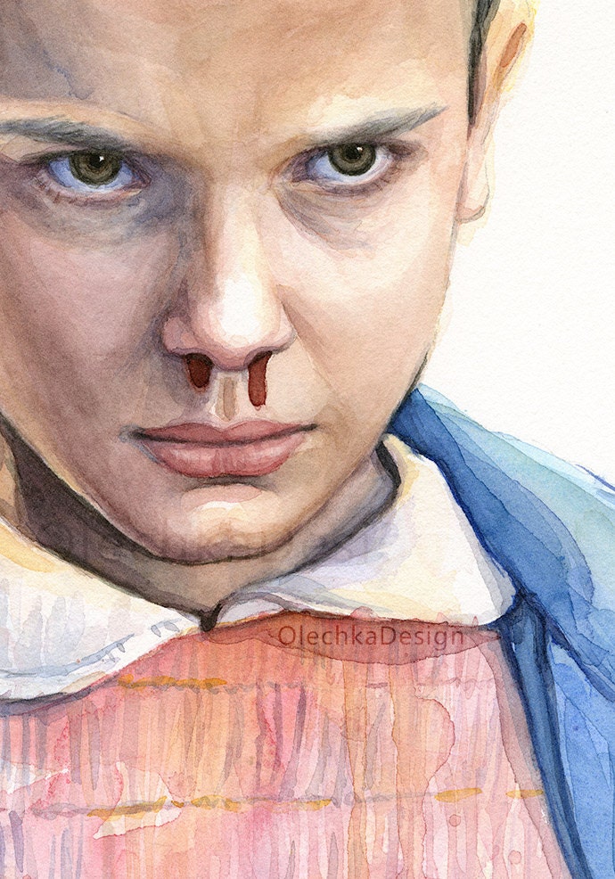 Stranger Things Print Eleven Portrait Watercolor Art Print - Etsy