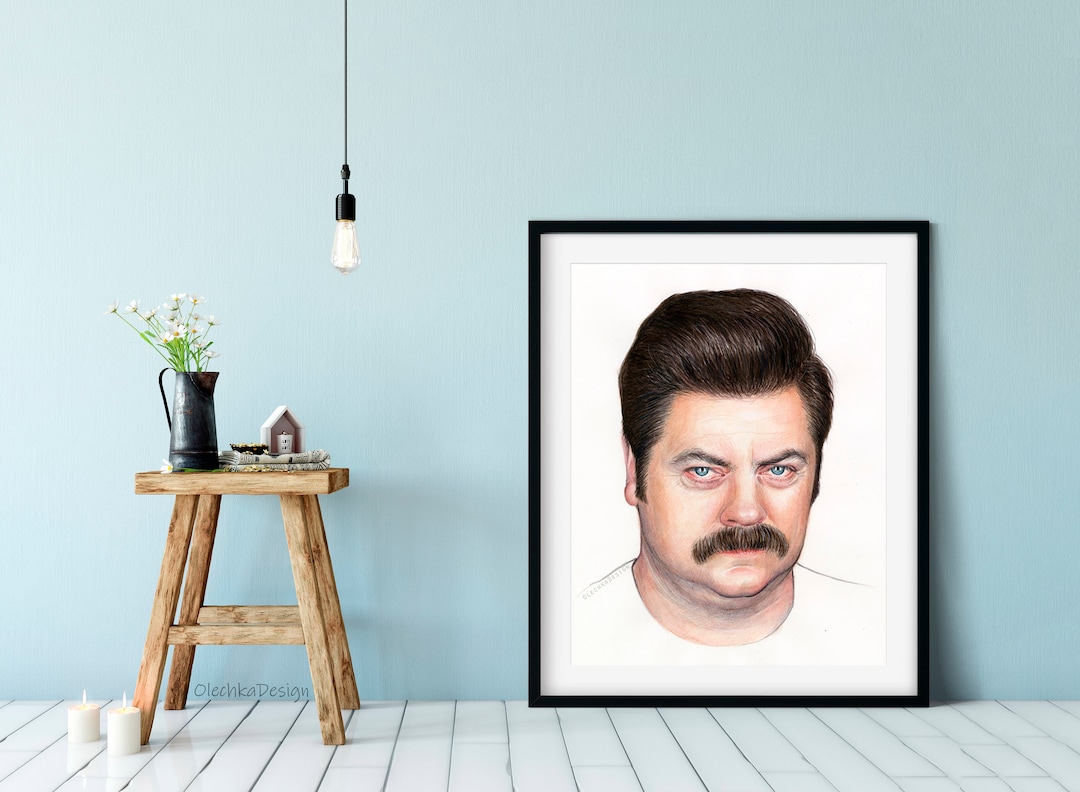 Ron Swanson Portrait, Swanson Art, Parks and Recreation Art, Watercolor ...