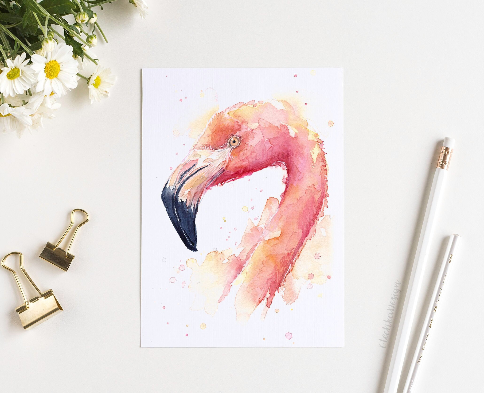 Flamingo Watercolor Painting Flamingo Art Print Pink Bird | Etsy