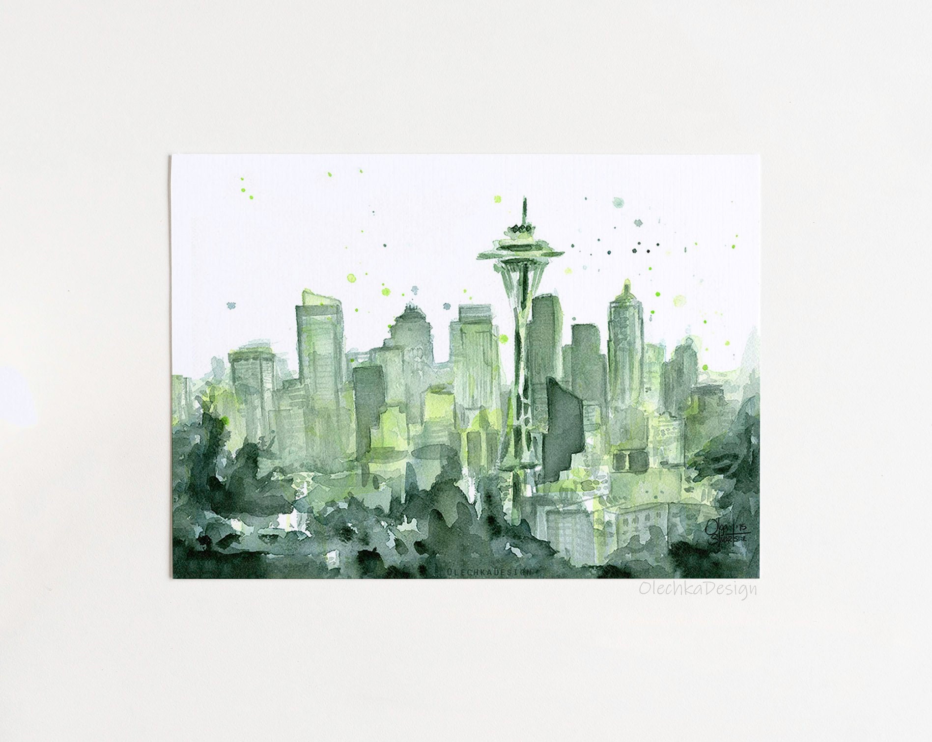Seattle Art Seattle Watercolor Painting Seattle Art Print | Etsy