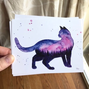 Galaxy Postcard Set, Watercolor Postcards, Postcard Set, Animal Art ...