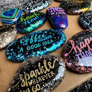 Bee Painted Rocks, Set of 5 Bee Rocks, Resin Coated, Bee Gift, Bee Art ...