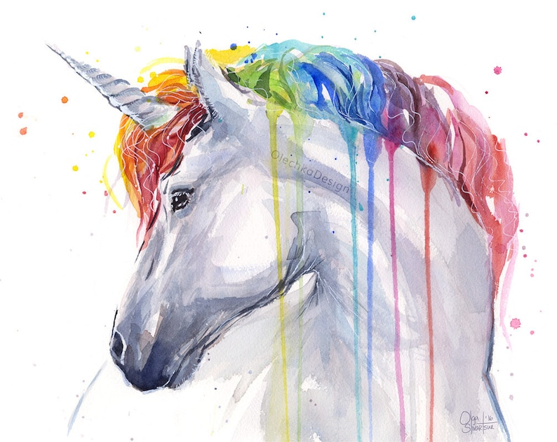 Unicorn Art Unicorn Print Watercolor Unicorn Colorful | Etsy