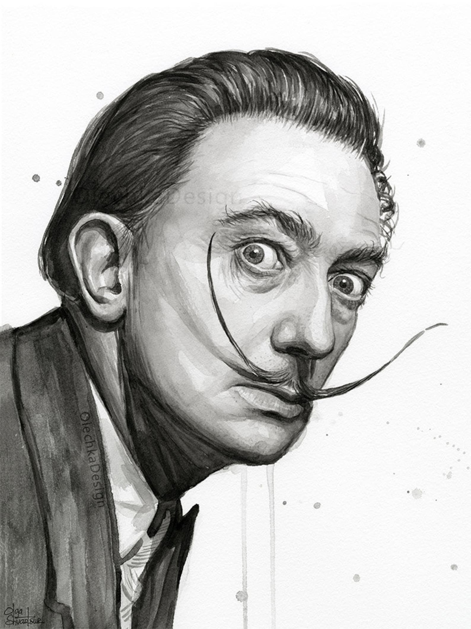 Salvador Dali Portrait Salvador Dali Print Watercolor Art | Etsy