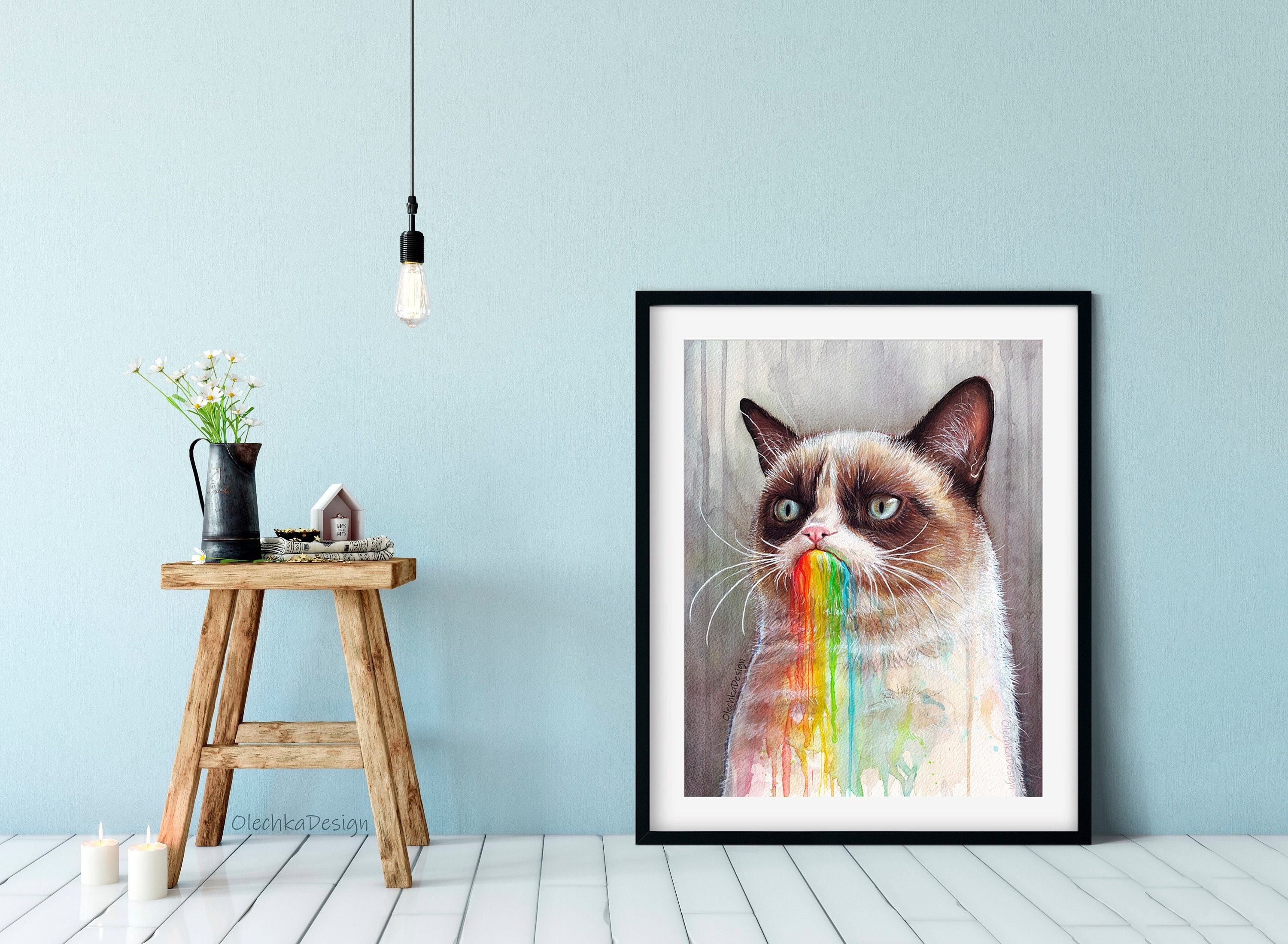 Grumpy Cat Art Grumpy Cat Gift Grumpy Cat Painting Grumpy - Etsy Denmark
