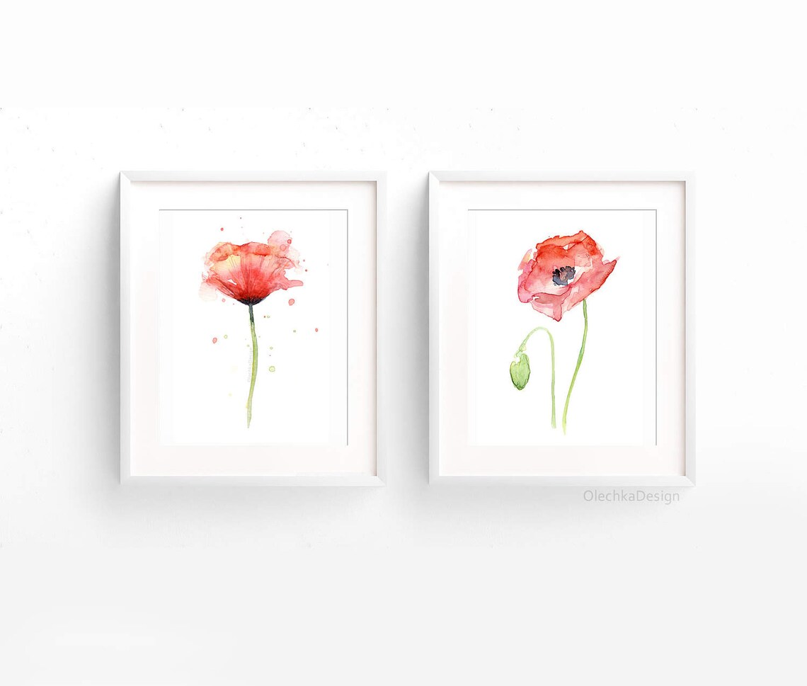 Poppy Art Poppy Print Red Poppy Watercolor Painting Poppy - Etsy