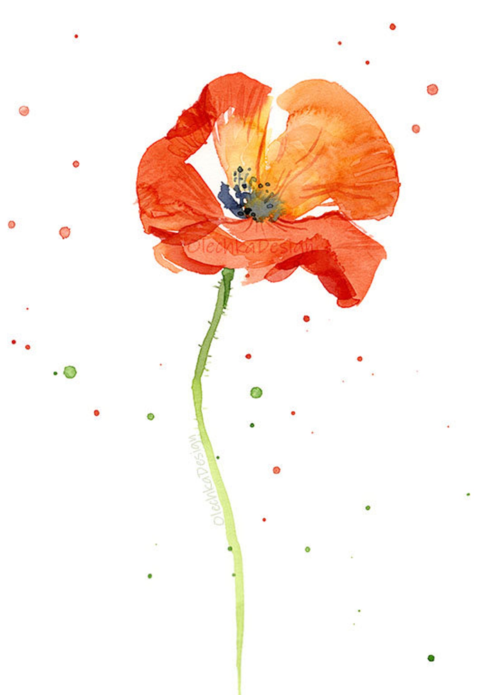 Poppy Prints Set of 2 Poppy Prints Watercolor Poppies Red | Etsy