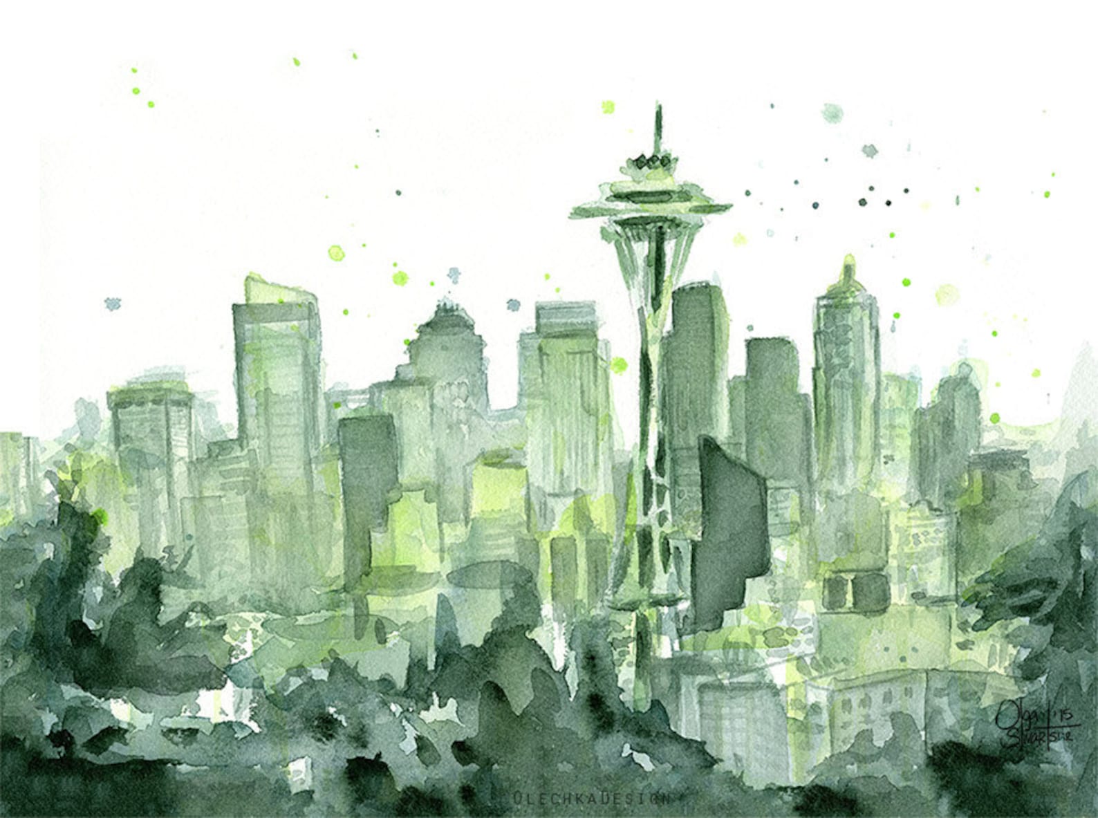 Seattle Art Seattle Watercolor Painting Seattle Art Print - Etsy
