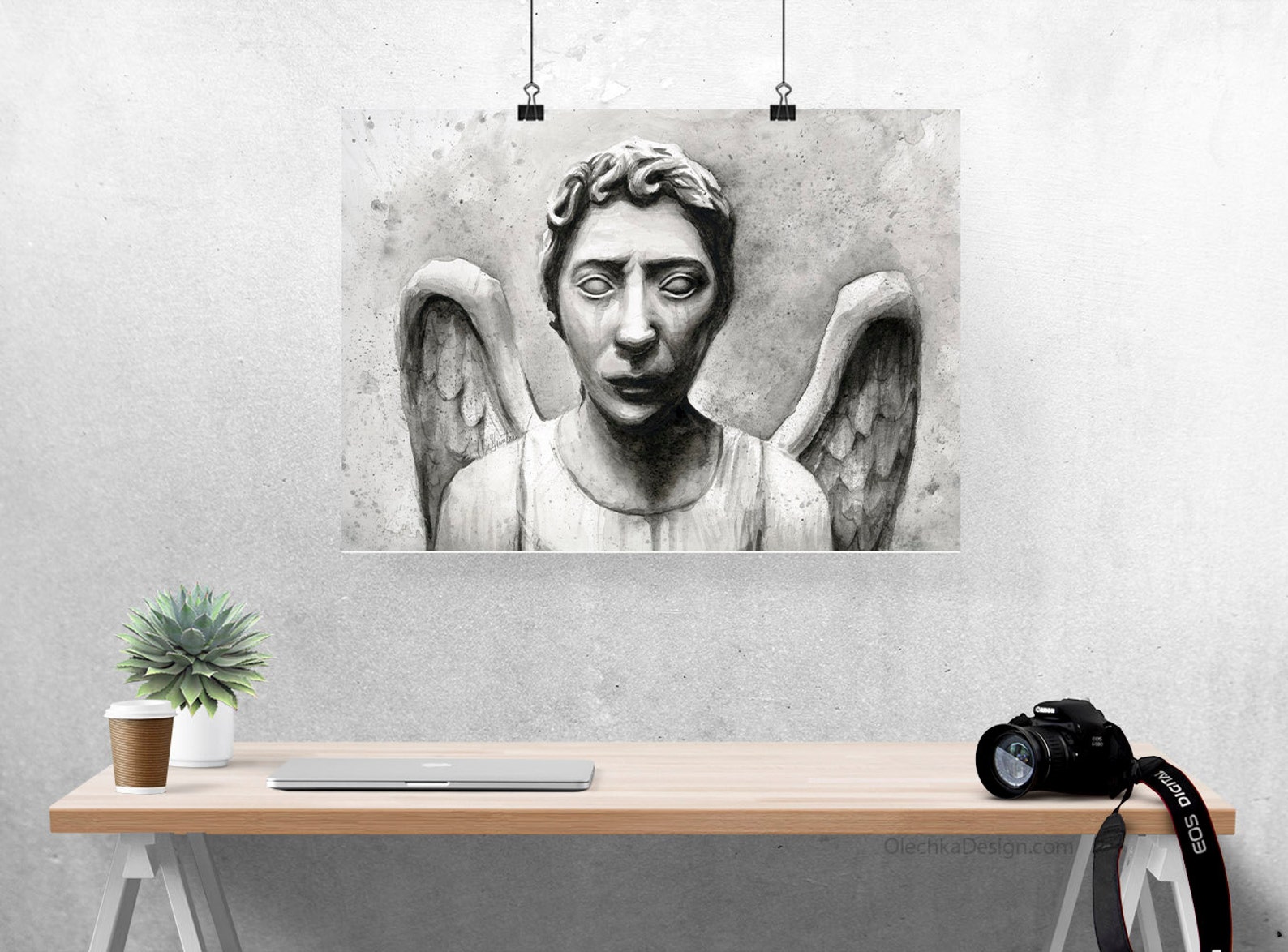 Weeping Angel Watercolor Art Print, Doctor Who, Sci-fi Wall Decor ...