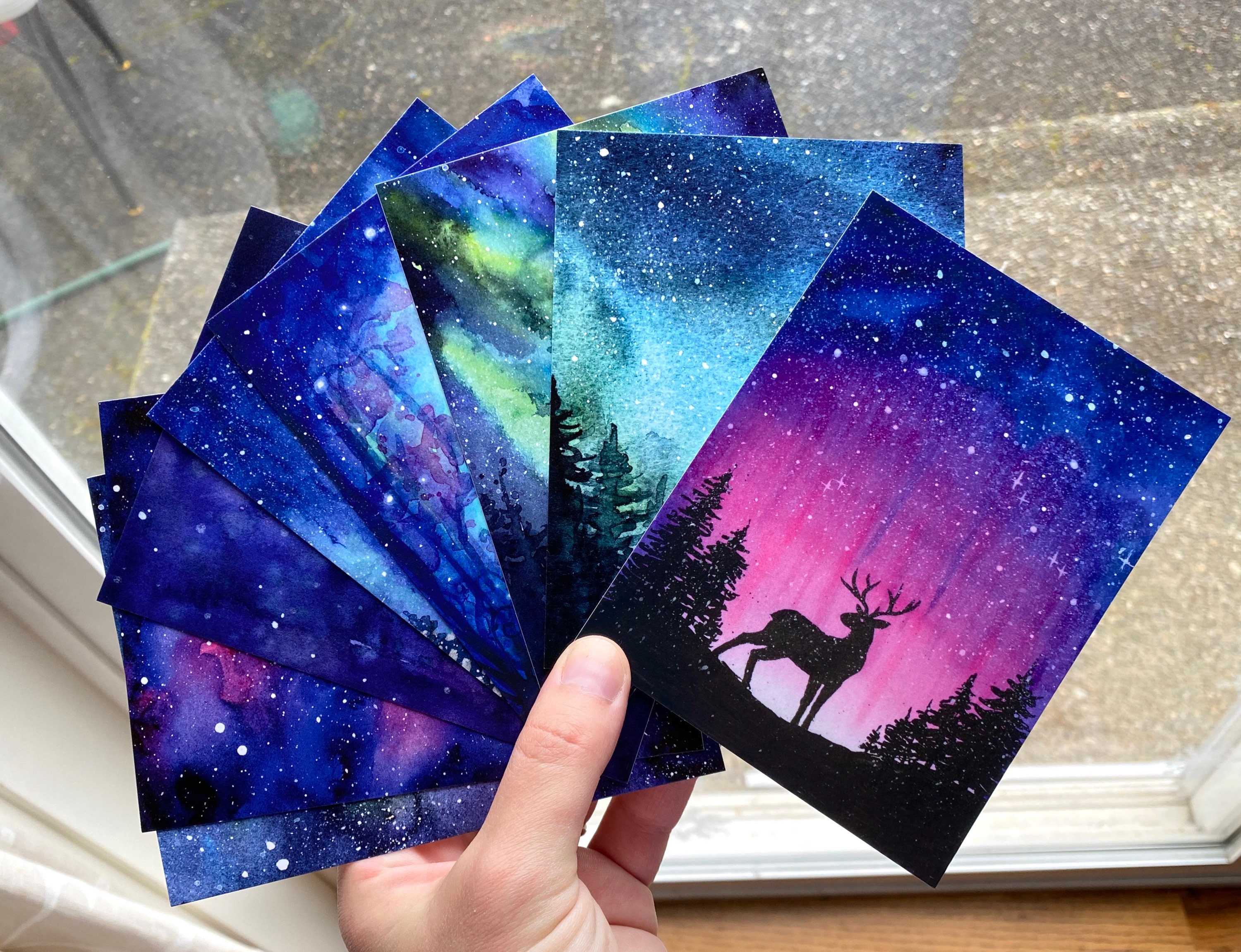 Galaxy Postcard Set Set of 8 Postcards Watercolor Postcards | Etsy