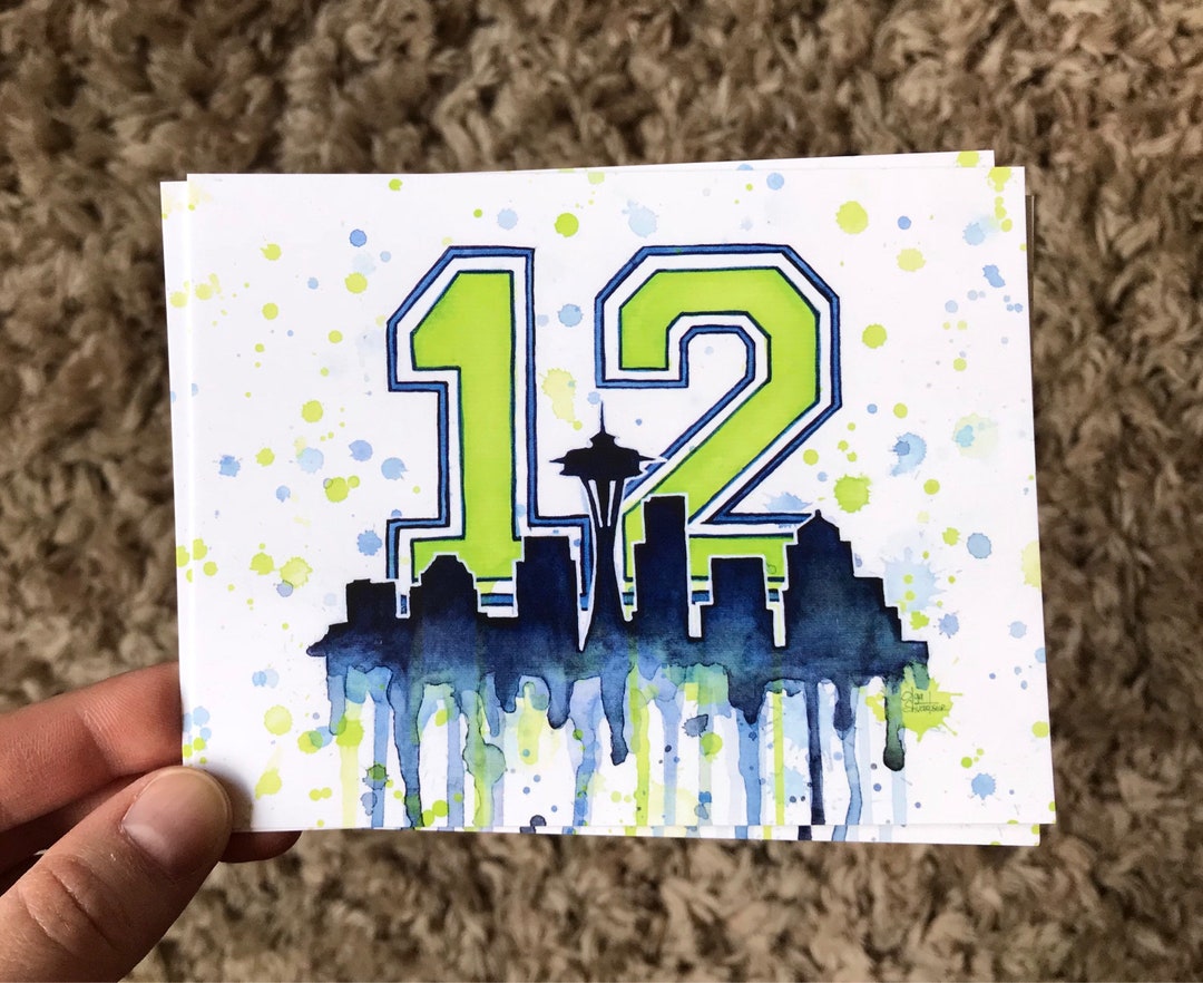 Seahawks 12th Man Seattle Postcards 12th Man Cards Watercolor Art ...