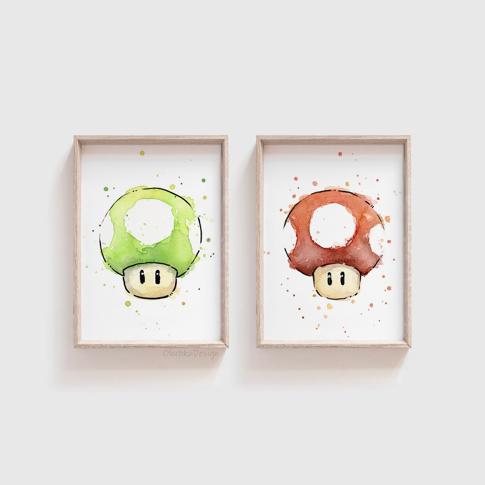 Green 1UP Mushroom Watercolor Art Print 1UP Print 1UP Art - Etsy