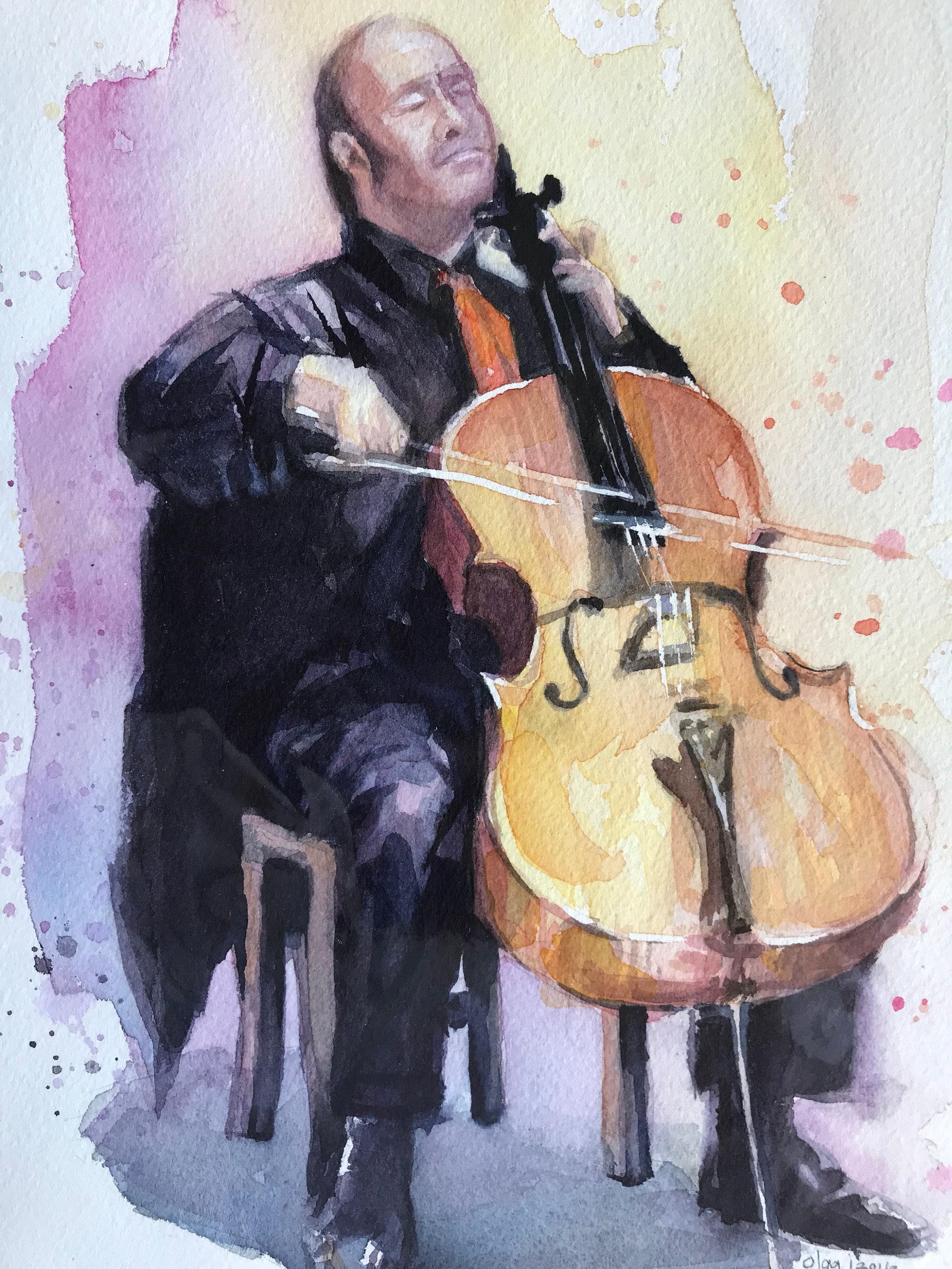 Cello Painting Cellist Watercolor Painting Musician - Etsy