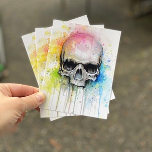 Skull Postcards, Postcard Set, Skull Art, Skull Painting, Watercolor ...