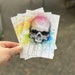Skull Postcards, Postcard Set, Skull Art, Skull Painting, Watercolor ...