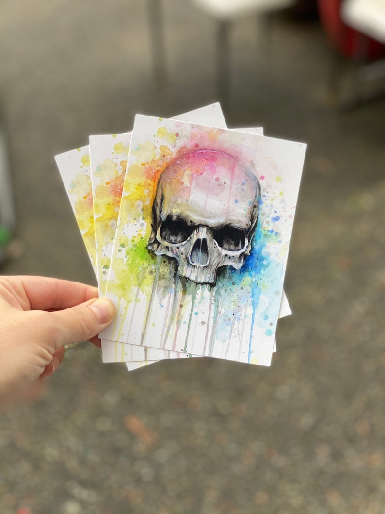 Skull Postcards Postcard Set Skull Art Skull Painting | Etsy