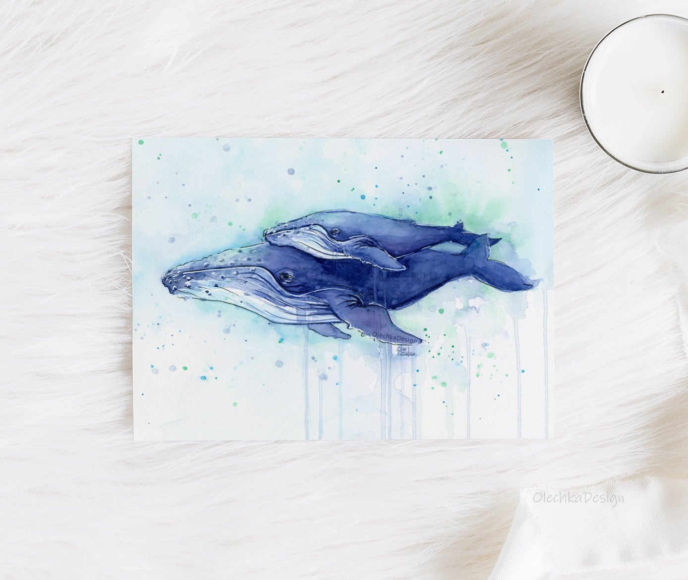 Walvis kunst bultrug moeder en baby aquarel print walvis | Etsy