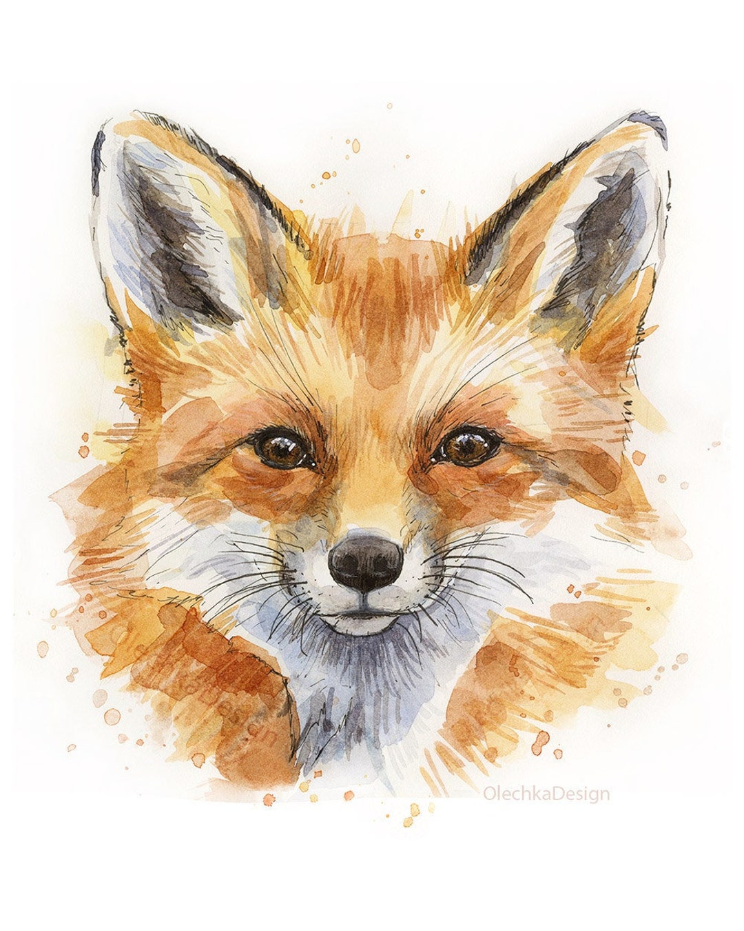 Fox Art Print, Fox Print, Fox Watercolor, Fox Portrait Watercolor, Fox ...
