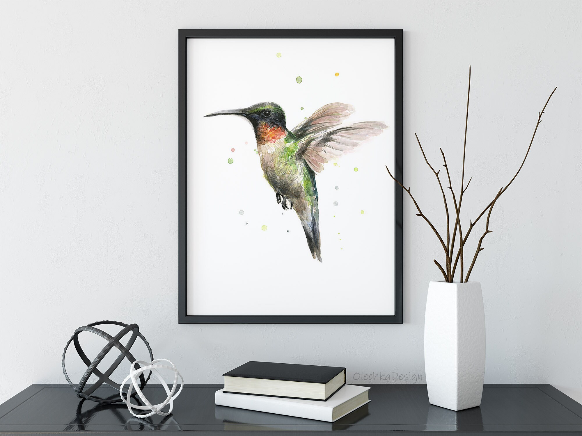 Impresión de colibrí arte de la pared del colibrí colibrí | Etsy