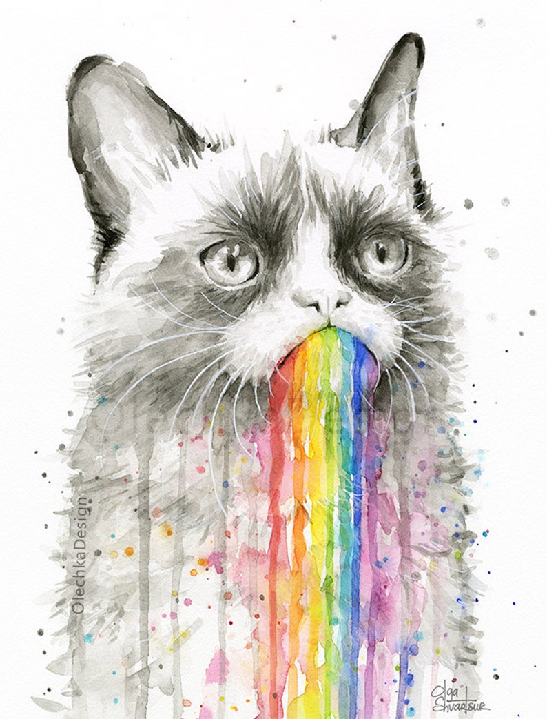 Funny Cat Art Grumpy Cat Grumpy Cat Art Grumpy Cat - Etsy