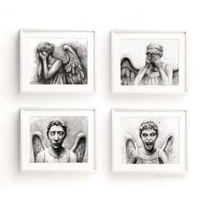 Weeping Angels Art Print, Weeping Angels, Sci-fi Art, Doctor Who Print ...