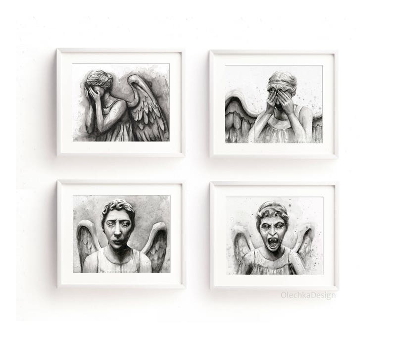 Weeping Angels Art Prints Weeping Angel Painting Doctor Who Fan Art Don ...